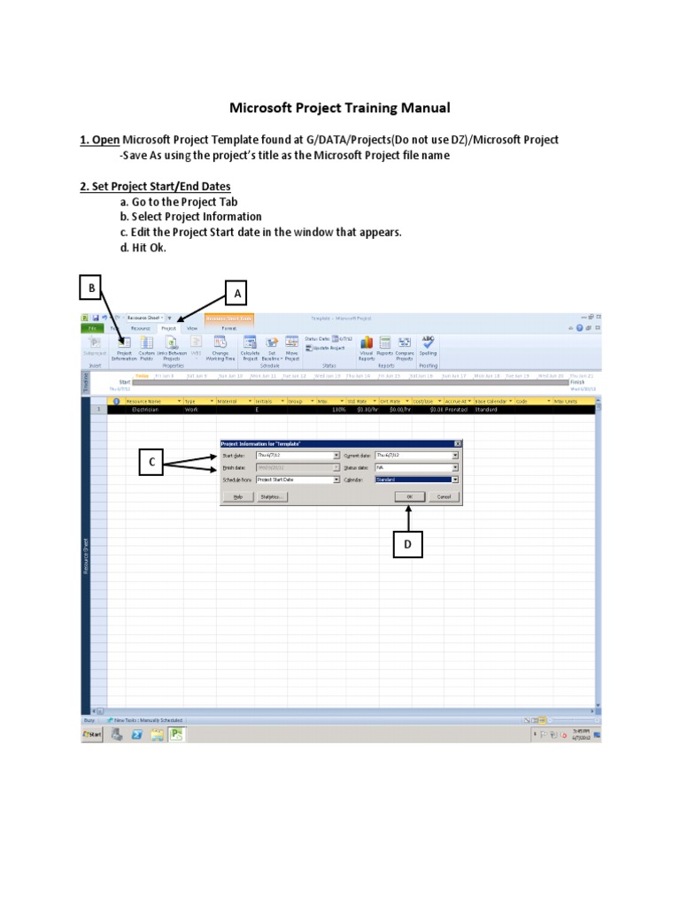 Microsoft Project Training Manual | PDF | Tab (Gui) | System Software