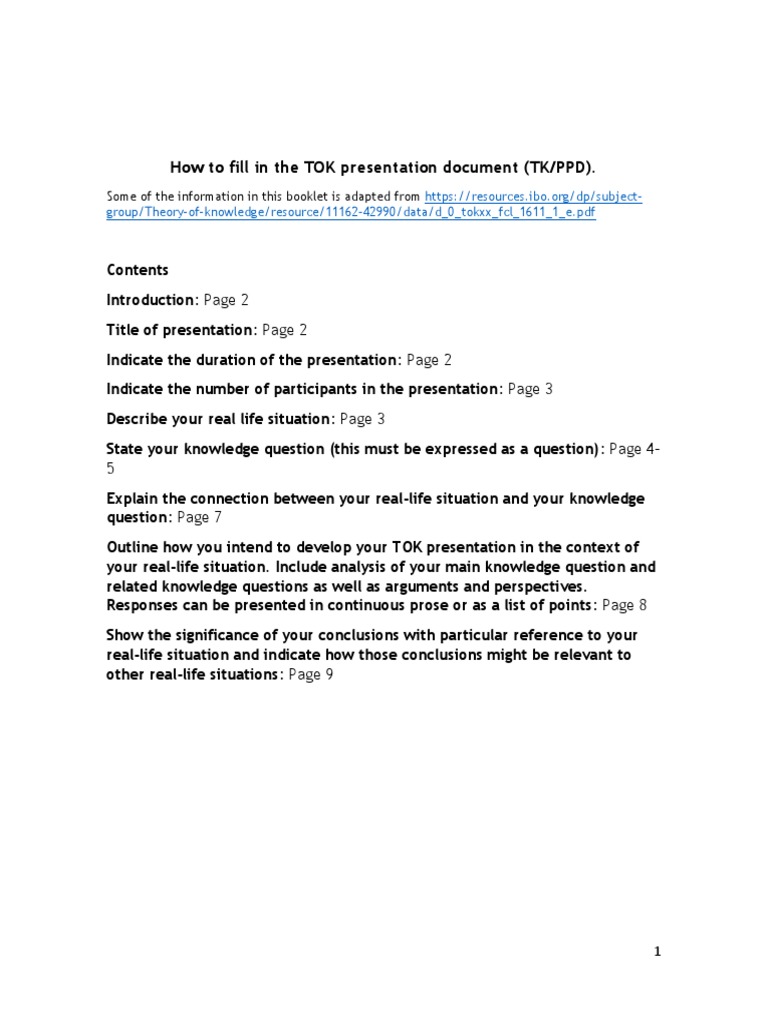 Tok PPD Form Guide | Download Free PDF | Question | Knowledge