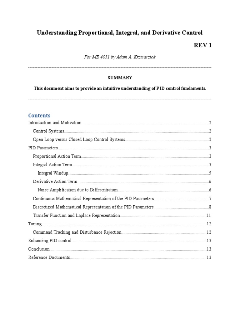 Understanding PID Control Fundamentals in 40 Characters | PDF | Control ...