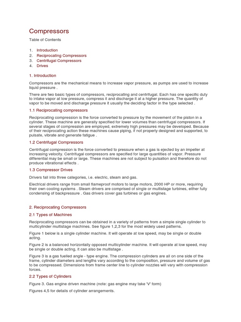 Compressors: Reciprocating Compressors Centrifugal Compressors Drives ...