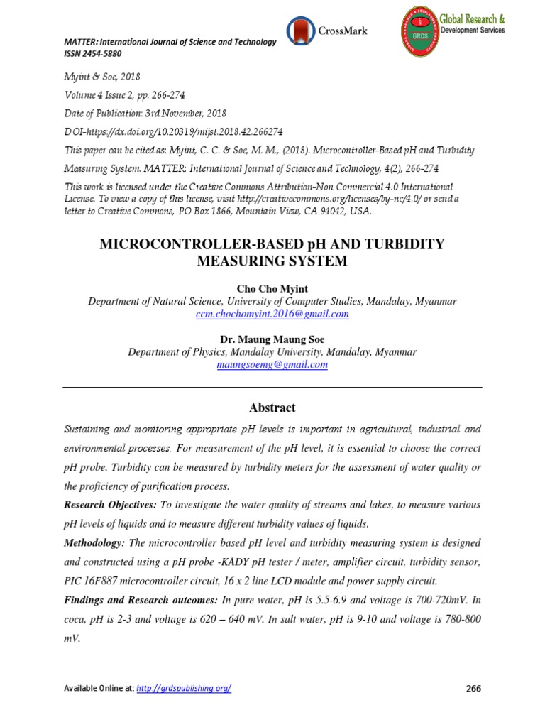 pH and Turbidity Measurement System | PDF | Microcontroller ...