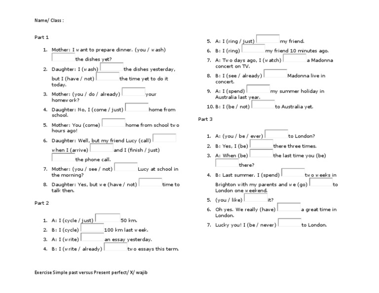 Simple Present Vs Past Tense Exercise | PDF | Madonna (Entertainer ...