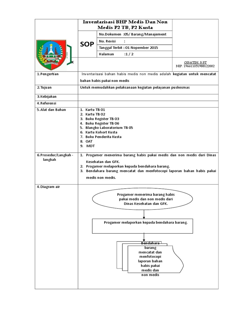 SOP BHP Medis Dan Non Medis P2 TB, P2 Kusta, P2 ISPA, P2 Diare, Imunisasi | PDF