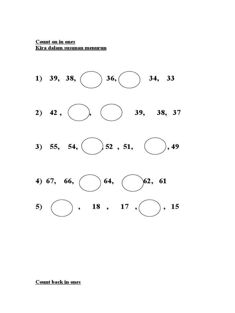Year 1 Mathematics Counting Worksheets | PDF