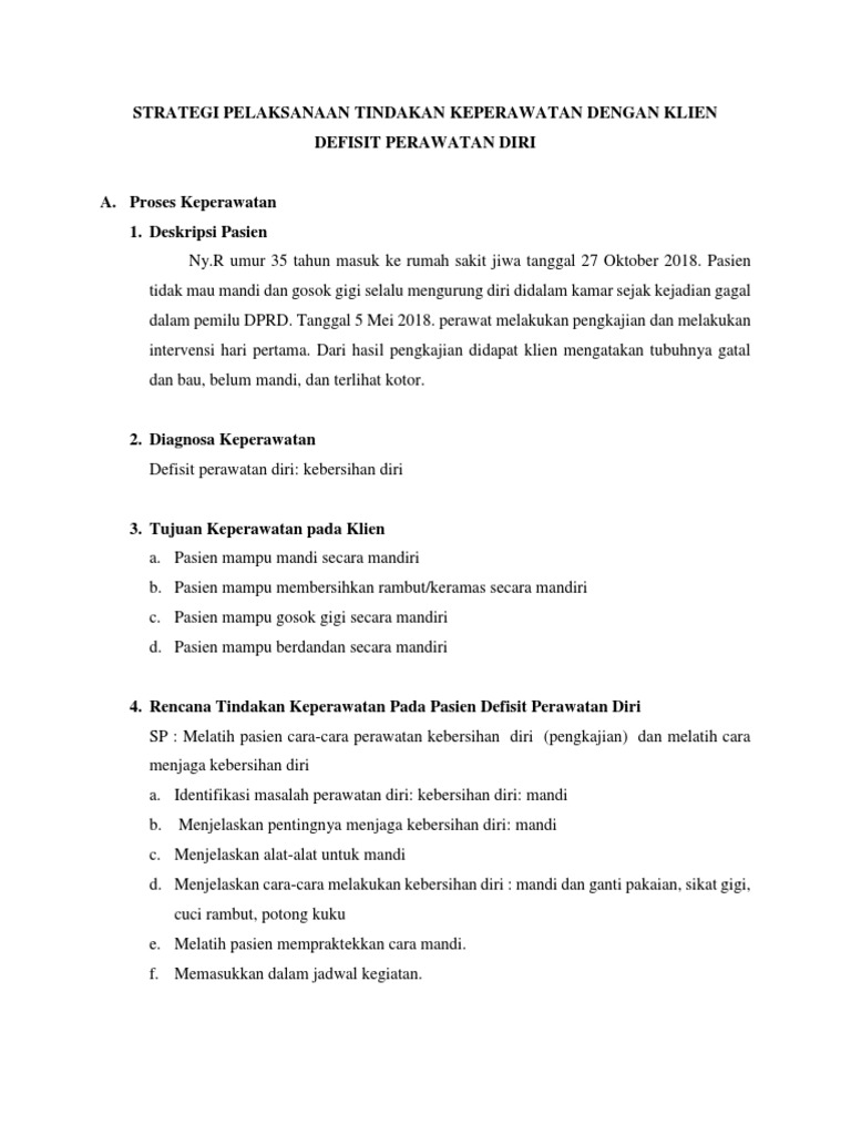 SP Defisit Perawatan Diri | PDF