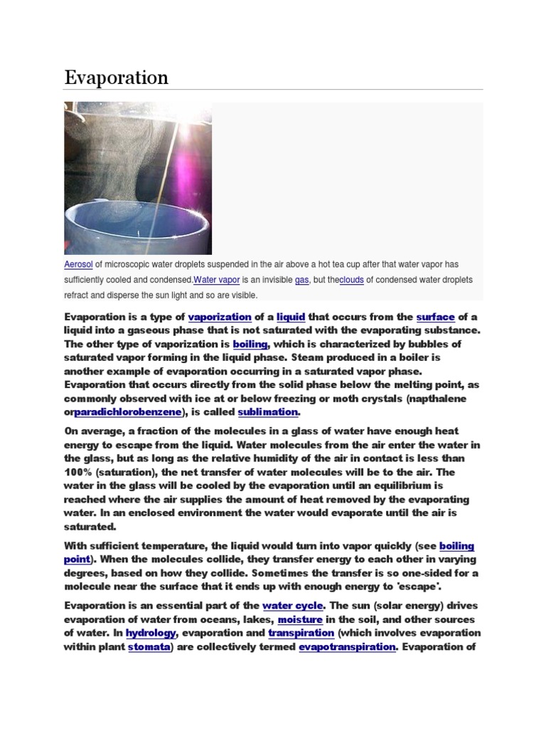Understanding the Process of Evaporation: A Comprehensive Look at the ...