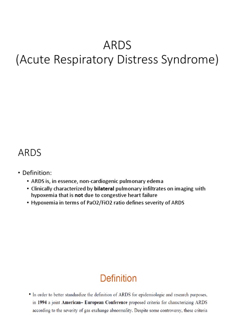 Ards (Acute Respiratory Distress Syndrome) | PDF | Organ (Anatomy ...