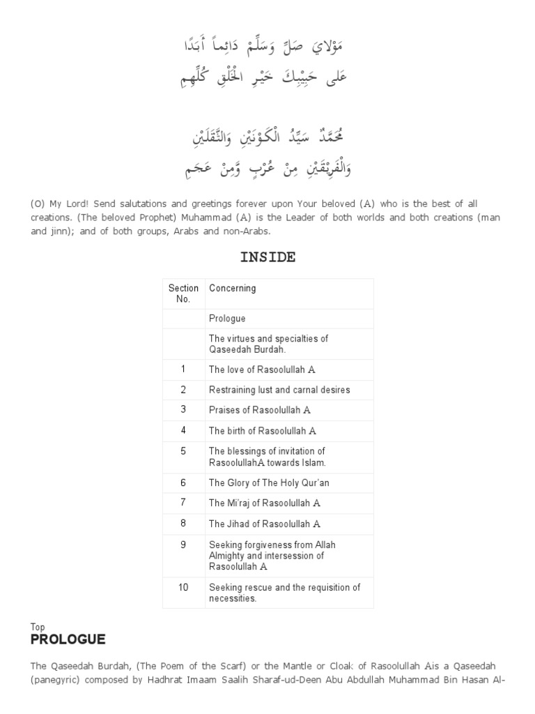 Qaseedah Burdah Shareef With English Translation - Minhaj-ul-Quran ...