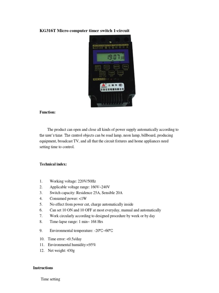 Power Timer Switch - Manual | Download Free PDF | Switch | Electric Power