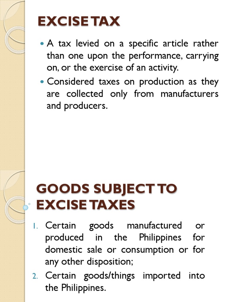 Excise Tax | PDF | Excise | Taxation