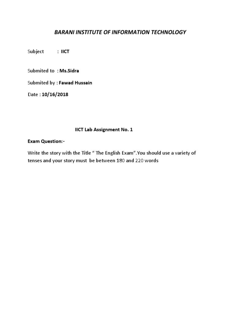 Barani Institute of Information Technology: Exam Question | PDF