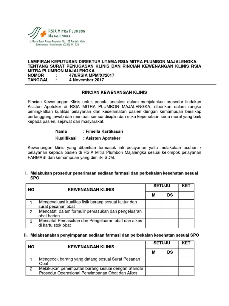 6 RKK - Clinical Privilages TTD Direktur | PDF