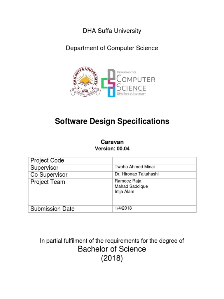 Software Design Specifications v1 | PDF | Application Software ...