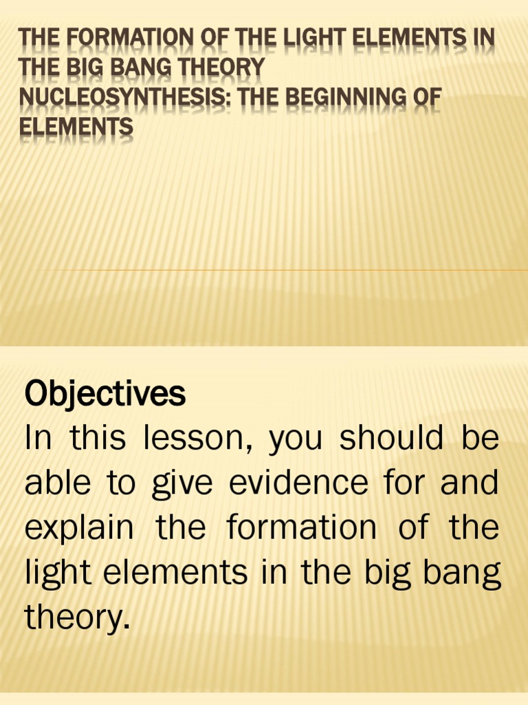 Formation of Light Elements in Big Bang | PDF | Redshift | Deuterium