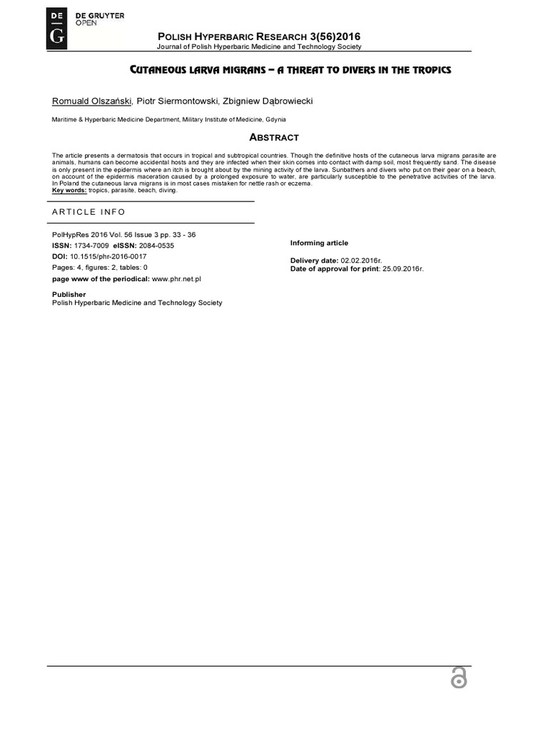 Creeping Eruption | PDF | Parasitology | Health Sciences