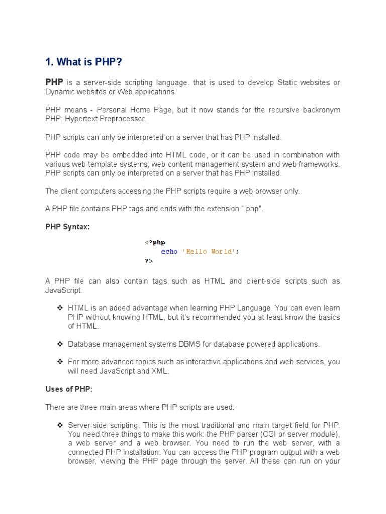 What Is Php Pdf Php Dynamic Web Page 