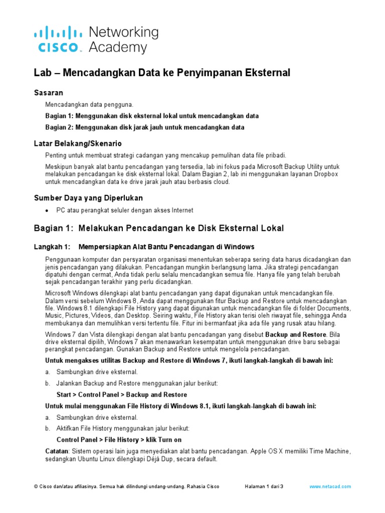 3.1.2.3 Lab - Backup Data To External Storage | PDF