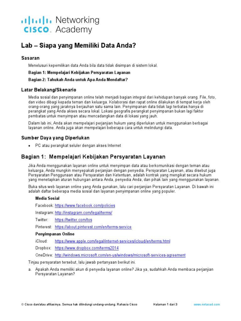 3.1.2.5 Lab - Who Owns Your Data | PDF