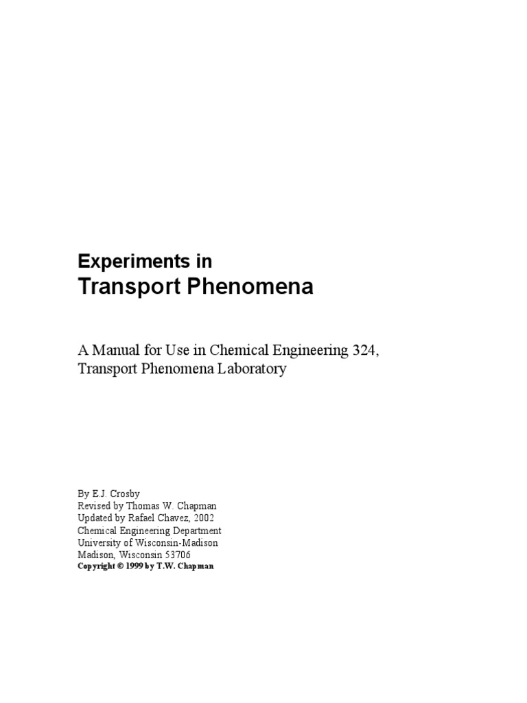 Experiments in Transport Phenomena PDF | PDF | Fluid Dynamics | Experiment