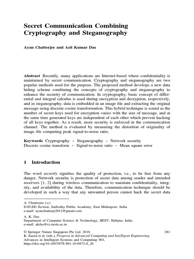 Secret Communication Combining Cryptography and Steganography | PDF ...