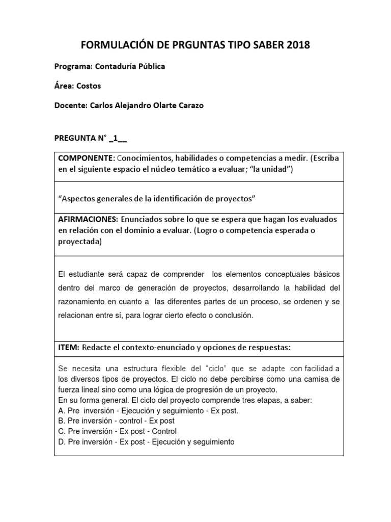 Plantilla Preguntas Saber Pro | PDF | Producto (Negocio) | Mercado (economía)