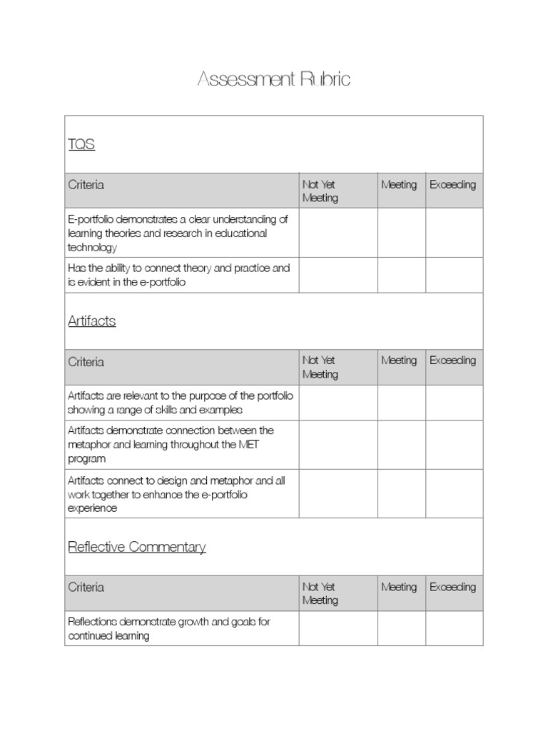 E-Portfolio Assessment Rubric | PDF