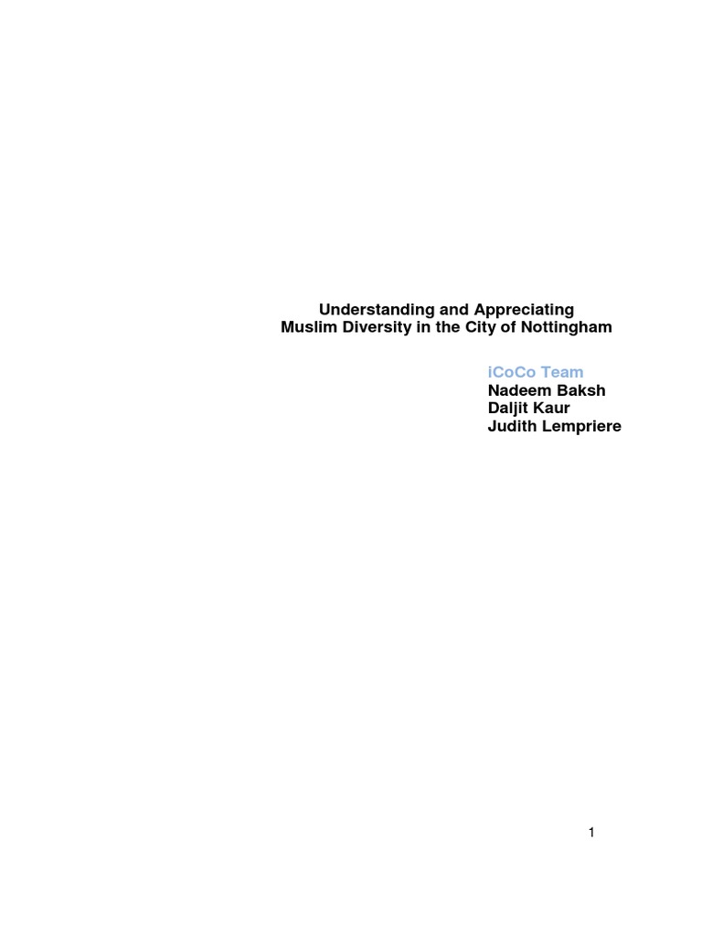 Understanding and Appreciating Muslim Diversity in Nottingham - Reports ...