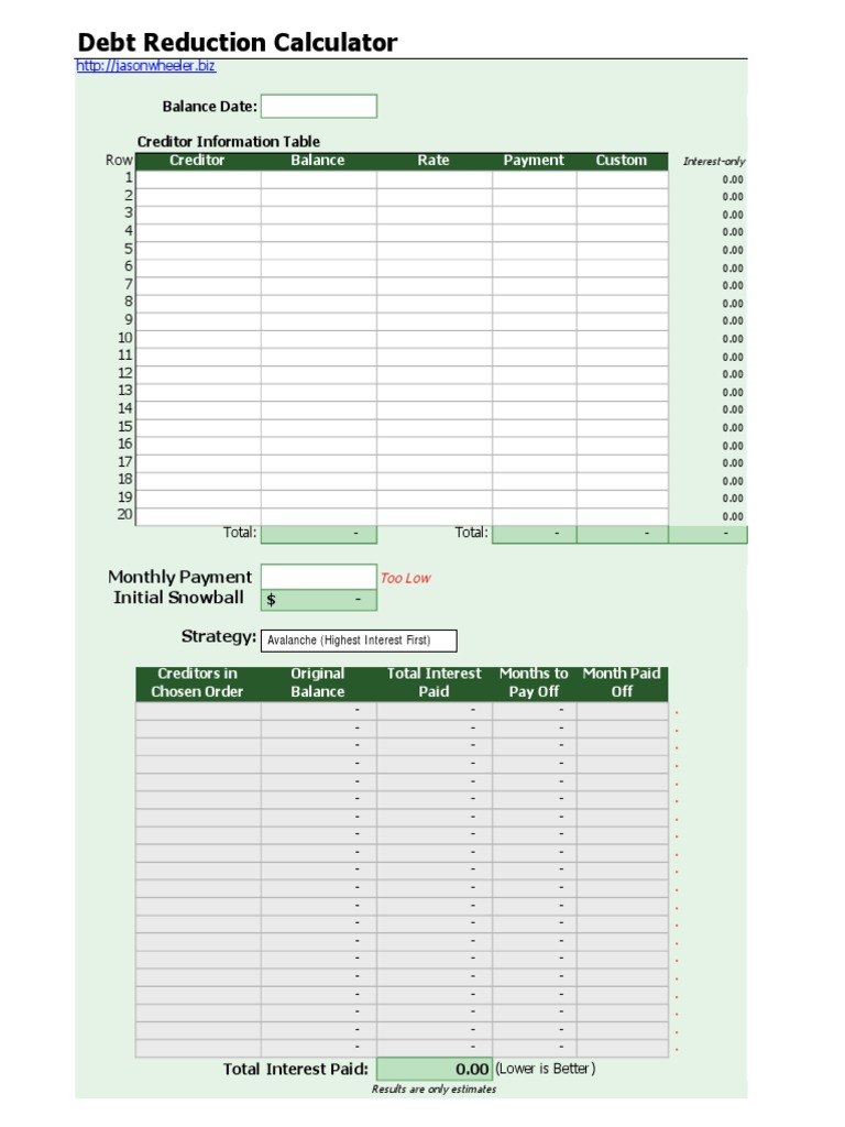 Debt Reduction Calculator Tool | PDF | Interest | Debt