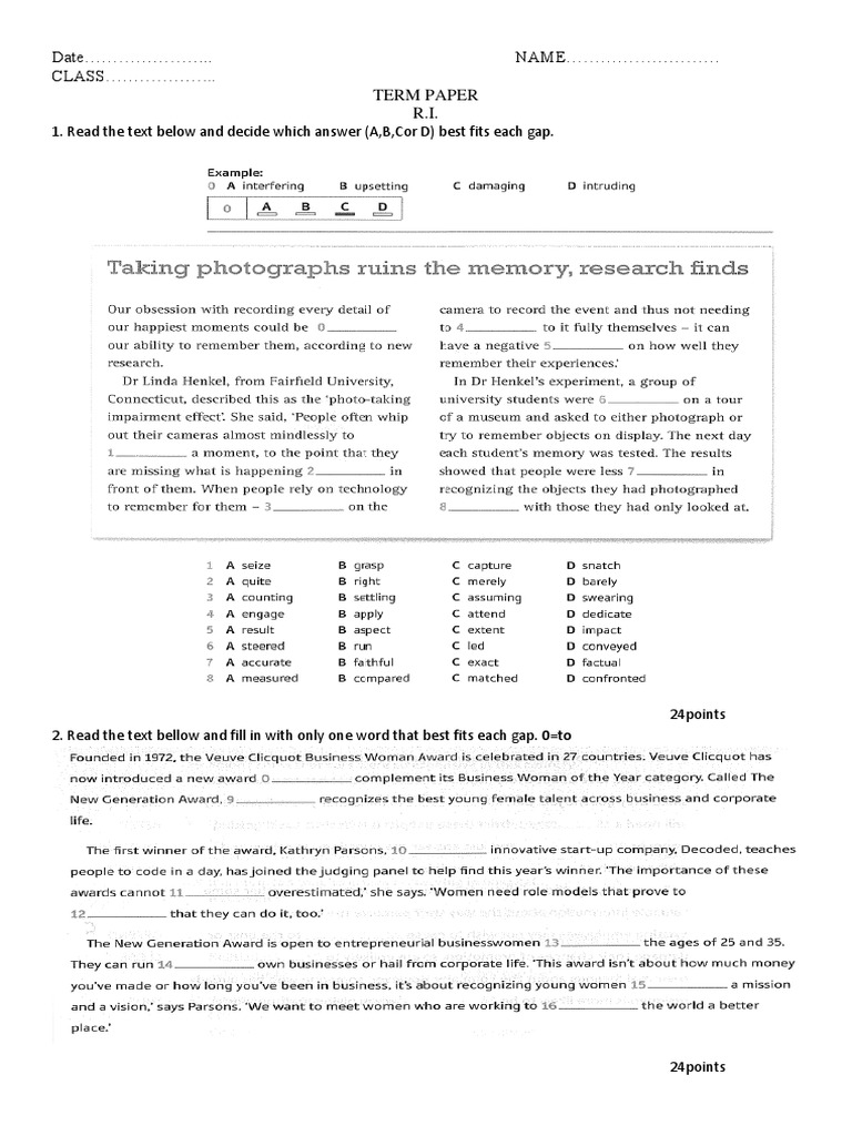 Date .. NAME CLASS .. Term Paper R.I | PDF