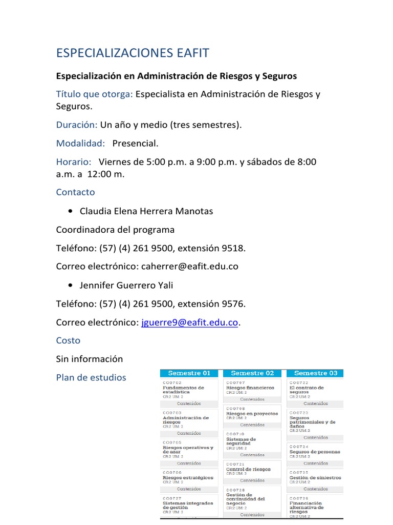 Especializaciones Eafit | PDF