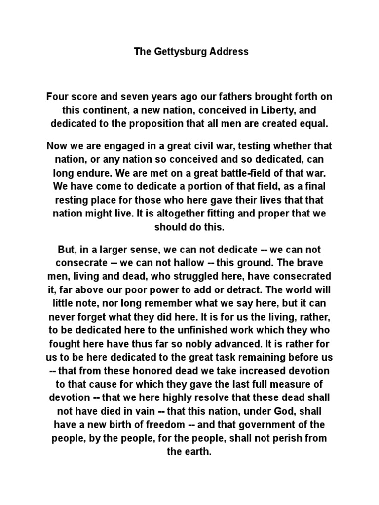 The Gettysburg Address | PDF | Abraham Lincoln | Ratification