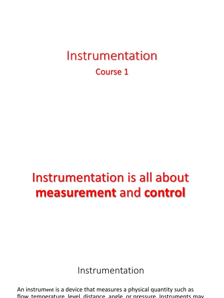 Instrumentation Course 1 | PDF | Flow Measurement | Pressure Measurement