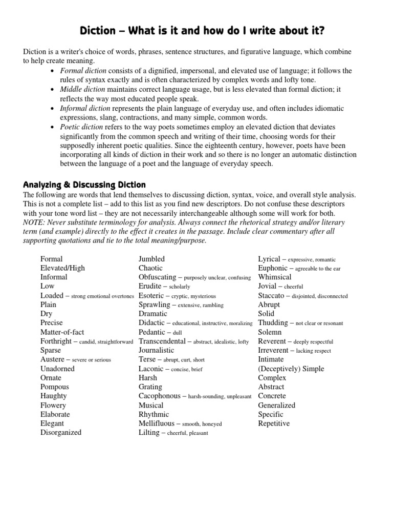 Analyzing Diction with the LEAD Method | PDF | Poetry | Phrase