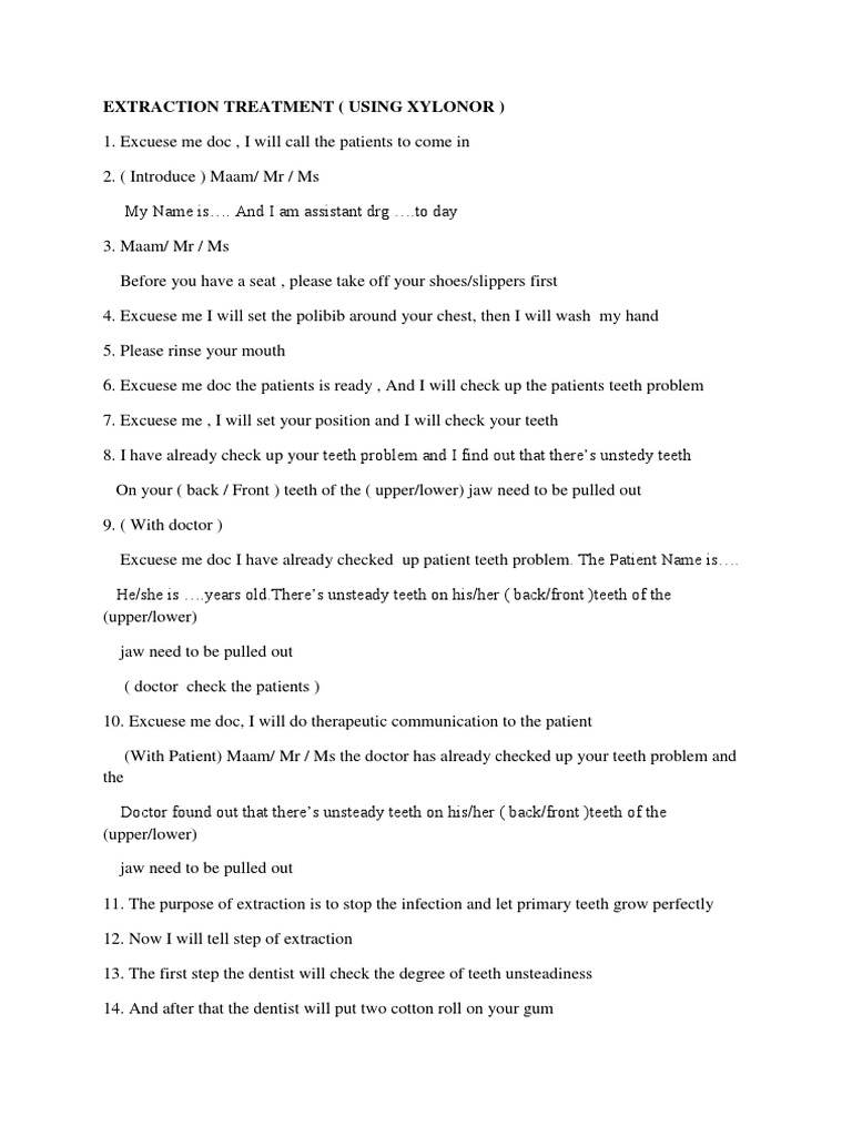 Extraction Treatment (Using Xylonor) | PDF | Dentistry | Mouth