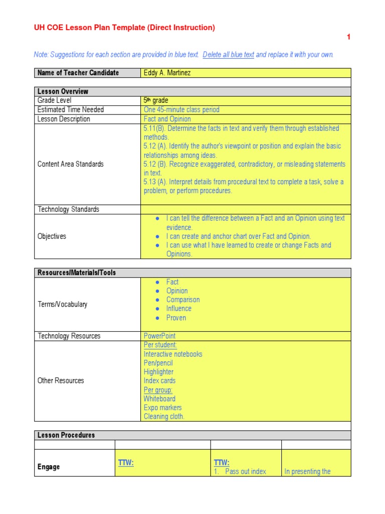 5th Grade Fact and Opinion Lesson Plan | PDF | Quality Of Life ...