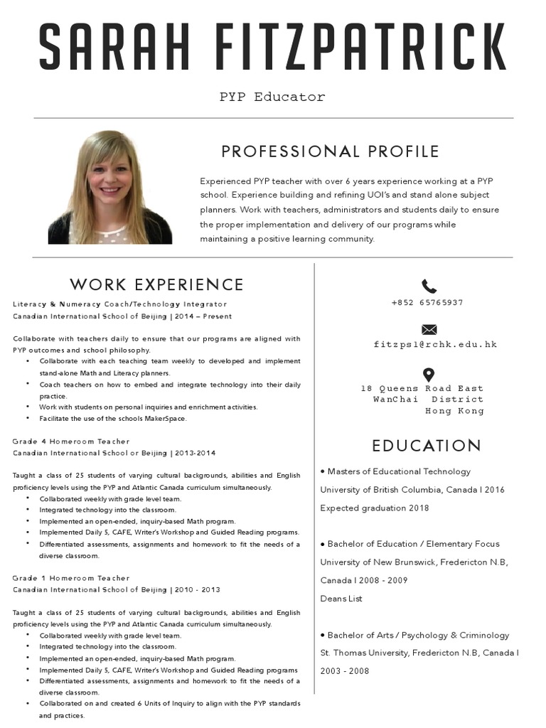 Sarah Fitzpatrick Resume | PDF | Inquiry Based Learning | Homework