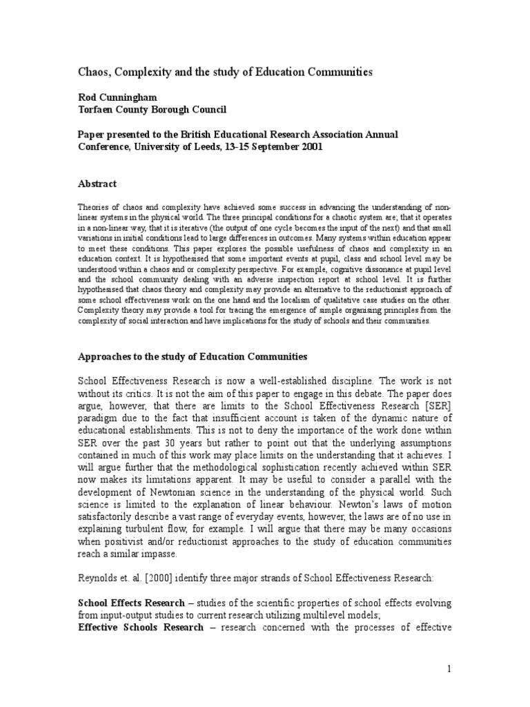 Chaos Complexity in Education | PDF | Complexity | Emergence