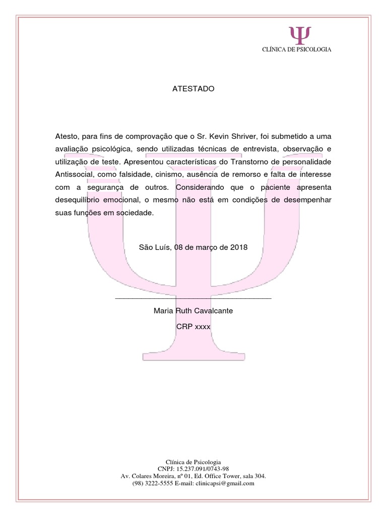 Modelo de Atestado Psicológico | PDF