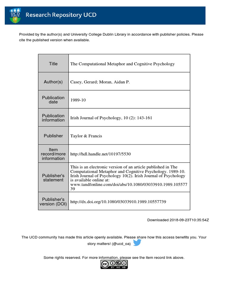 The Computational Metaphor and Cognitive Psychology | PDF | Philosophy ...