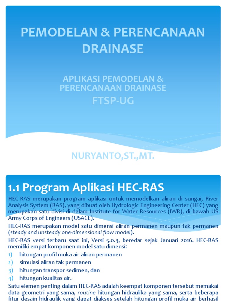 Aplikasi HEC-RAS untuk Pemodelan Drainase | PDF