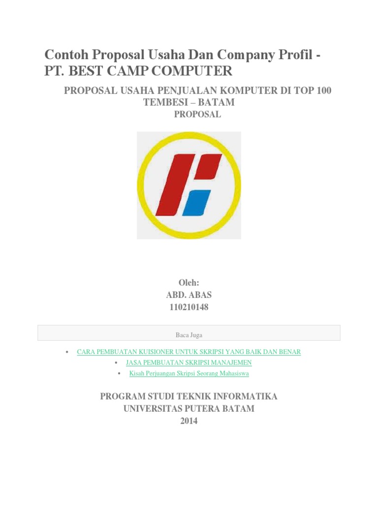Contoh Proposal Usaha Dan Company Profil | PDF
