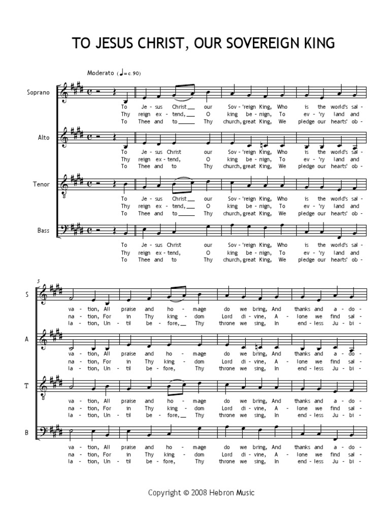 To Jesus Christ Our Sovereign King Satb PDF | PDF