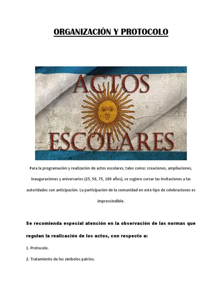 Protocolo para Actos Escolares Guia para Docentes | Bandera | Política ...