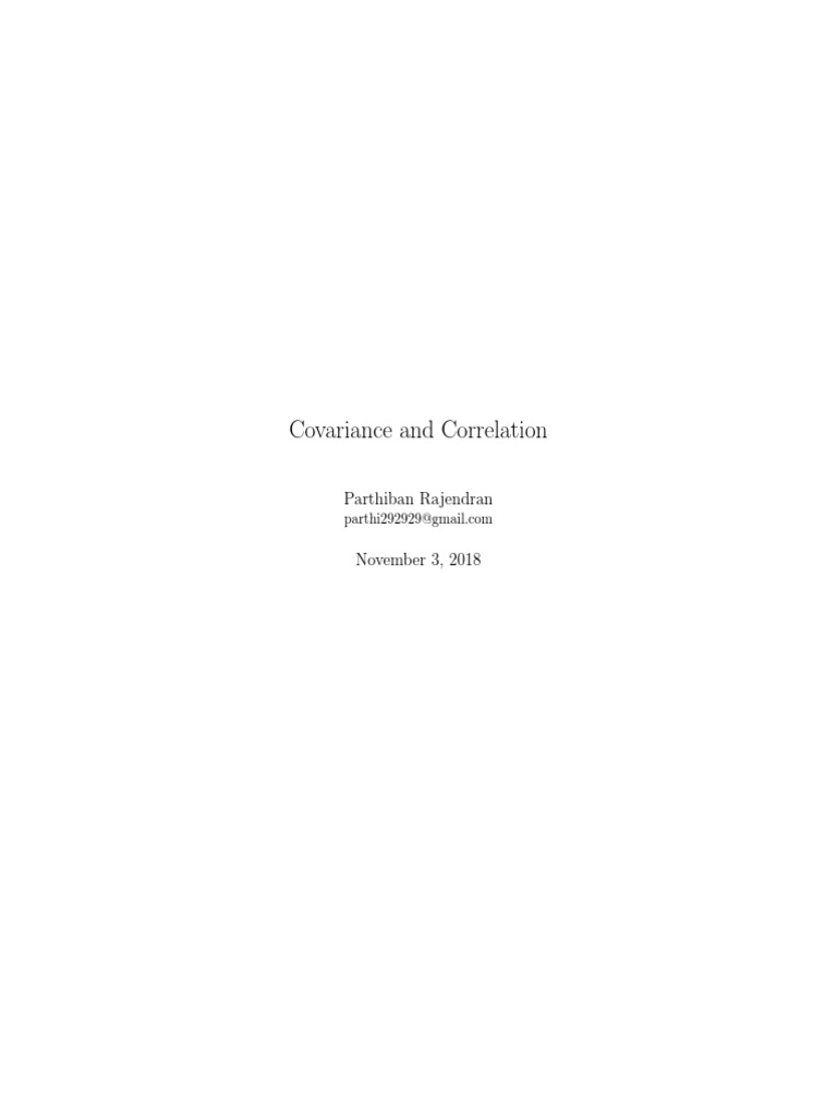 Covariance and Correlation: Parthiban Rajendran | PDF | Covariance ...