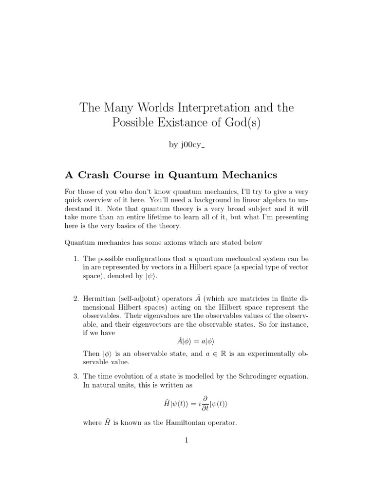 God From Quantum Mechanics | PDF | Many Worlds Interpretation | Quantum ...