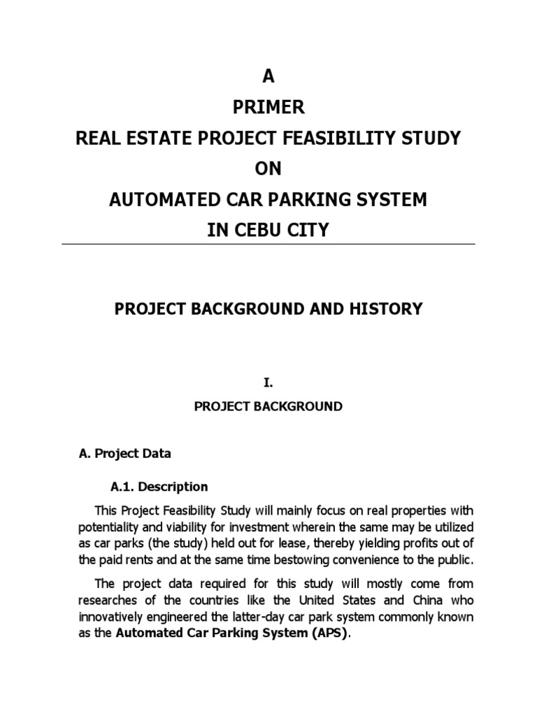 Real Estate Project Feasibility Study | Parking | Feasibility Study