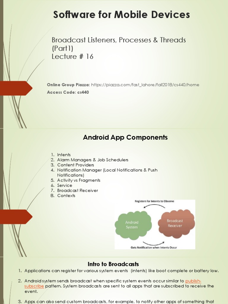 16 Broadcast Processes Threads Part 1 | PDF | Application Software | Android (Operating System)