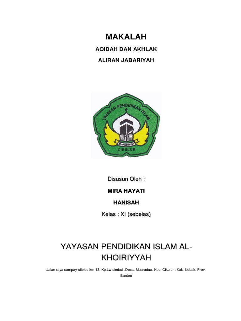 MAKALAH Al Kho Aliran Jabariyah | PDF