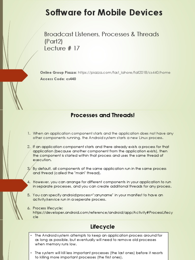 17 Broadcast Processes Threads Part 2 | PDF | Thread (Computing) | Android (Operating System)