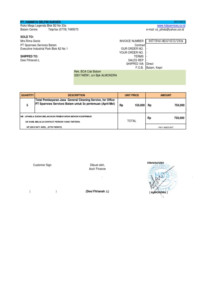 Invoice PT Sparrows | PDF